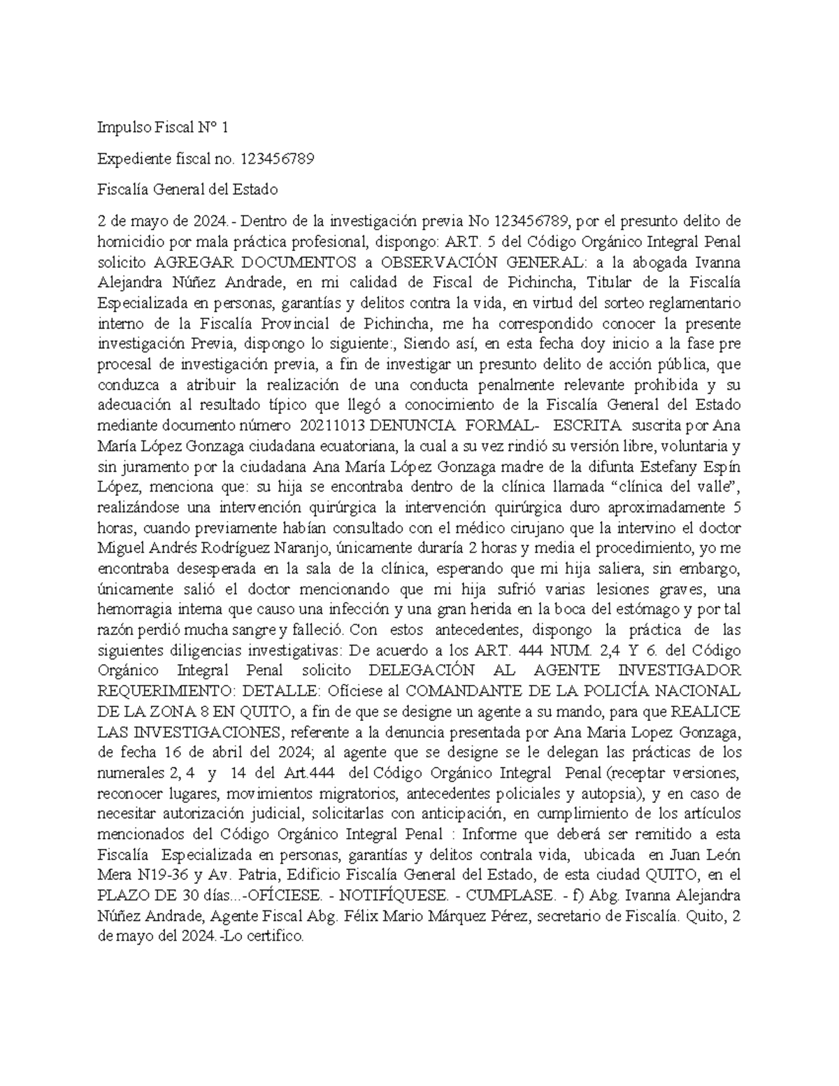Impulso Fiscal - ESPERO LES SIRVA - Impulso Fiscal N° 1 Expediente ...