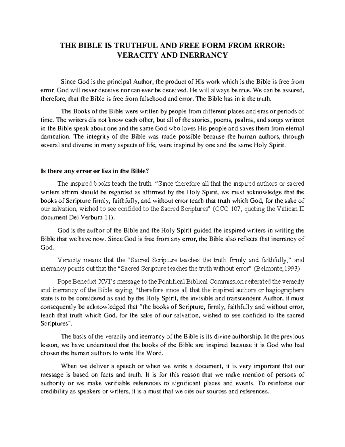 3 THE Bible IS Truthful AND FREE FORM FROM Error - THE BIBLE IS ...