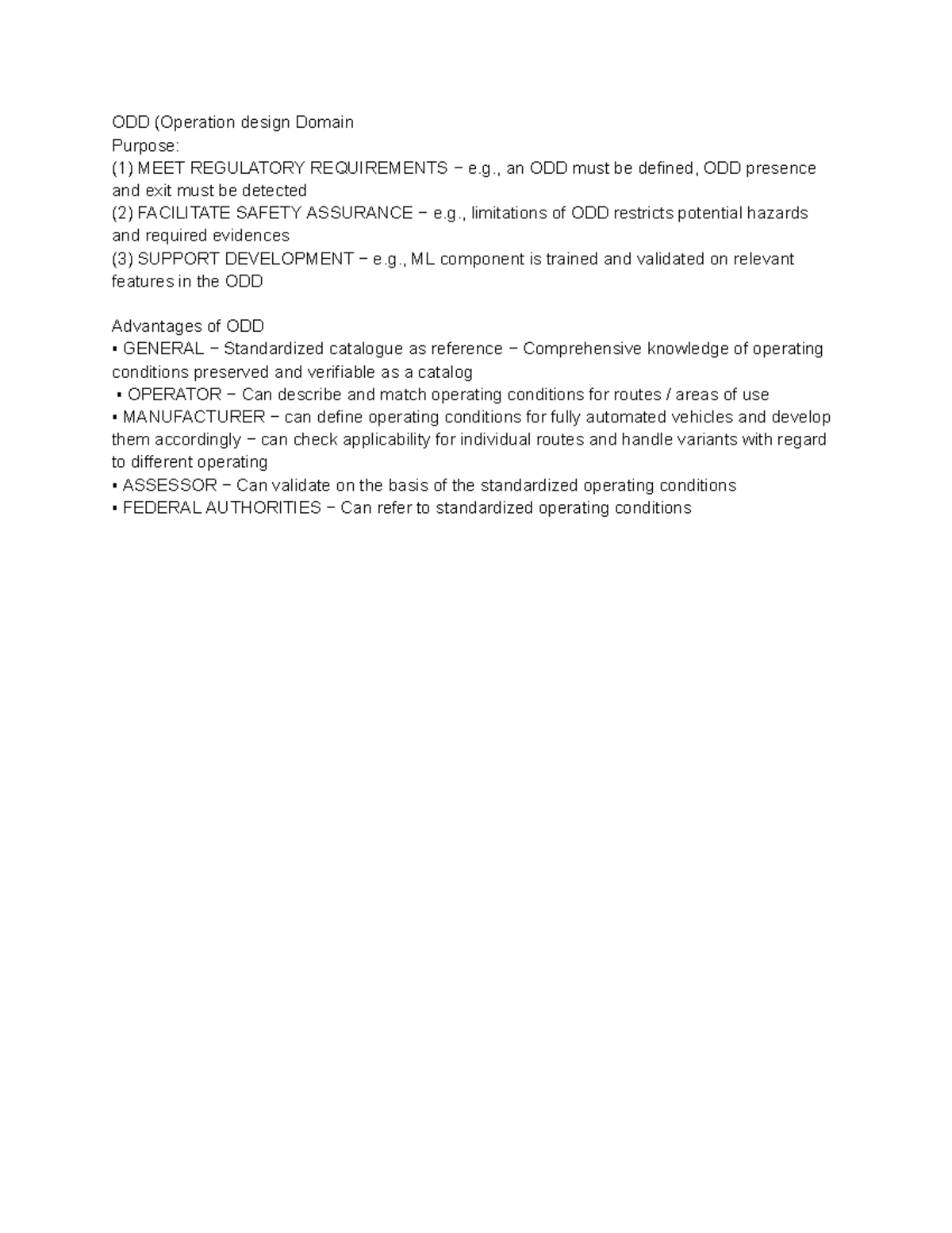 Untitled document - awdasd - ODD (Operation design Domain Purpose: (1 ...