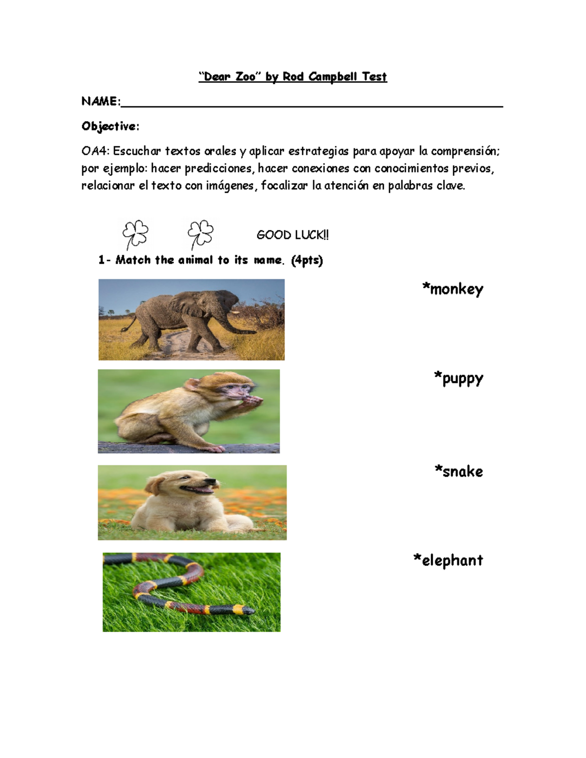 Rod Cambell test - test for the book dear zoo - “Dear Zoo” by Rod ...