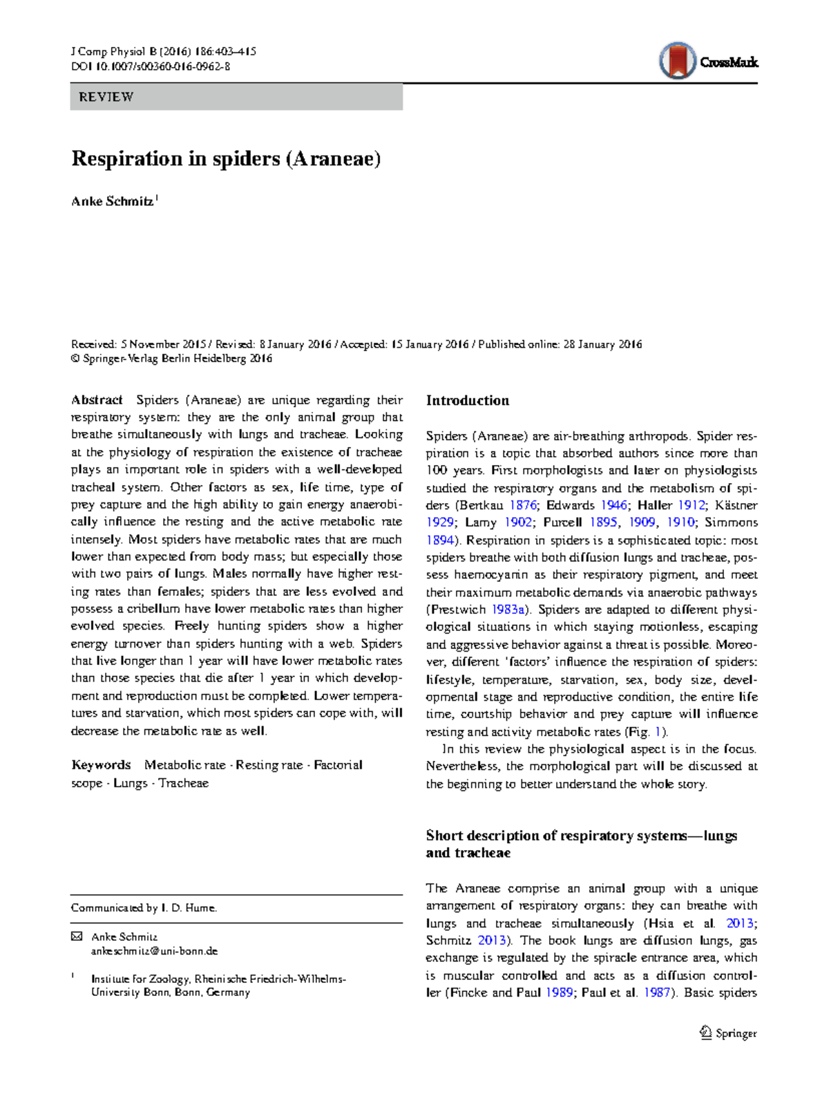 Spider respiratory system - DOI 10/s00360-016-0962- REVIEW Respiration ...