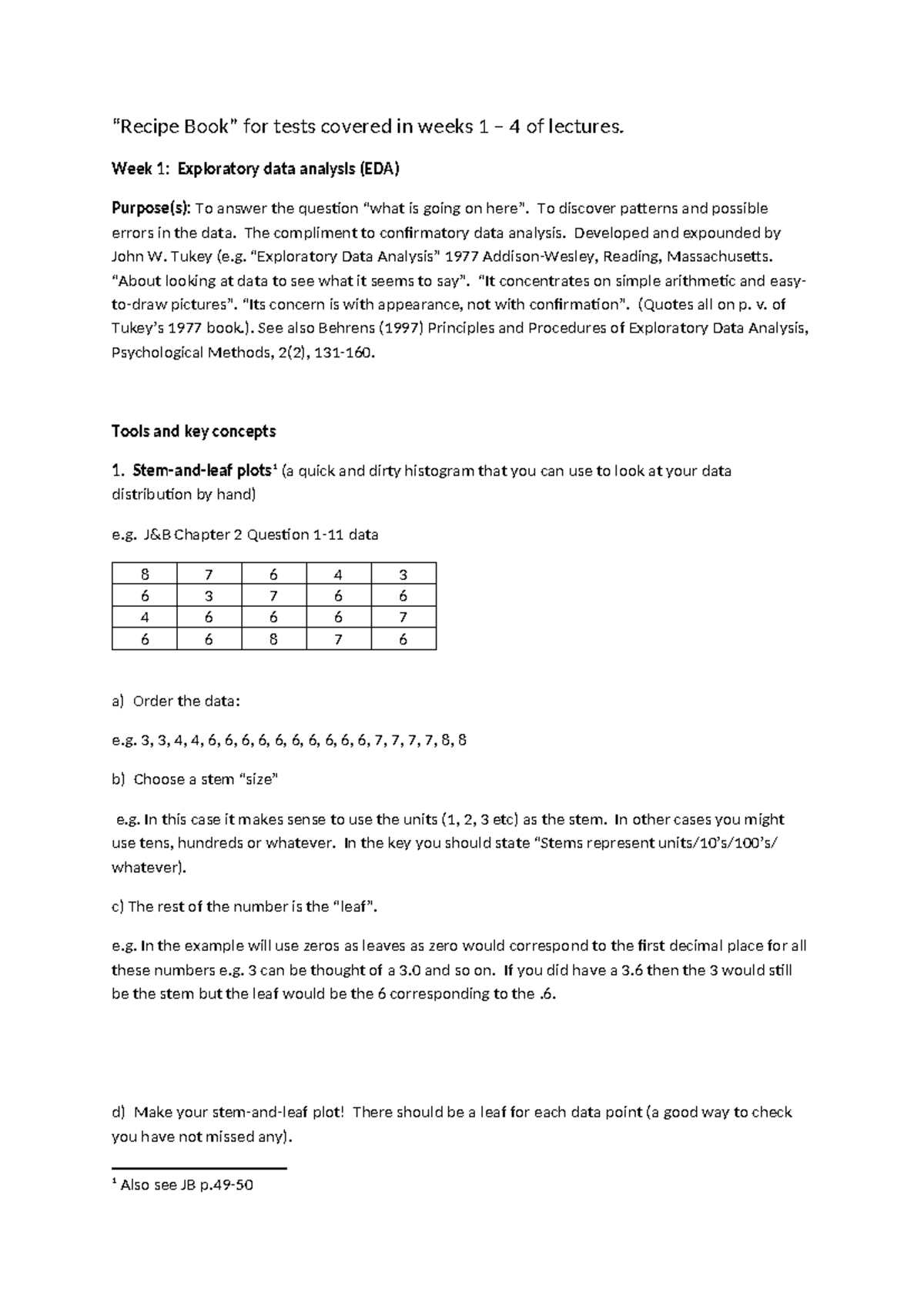 Recipe Book Weeks 1-4 - “Recipe Book” for tests covered in weeks 1 – 4 ...