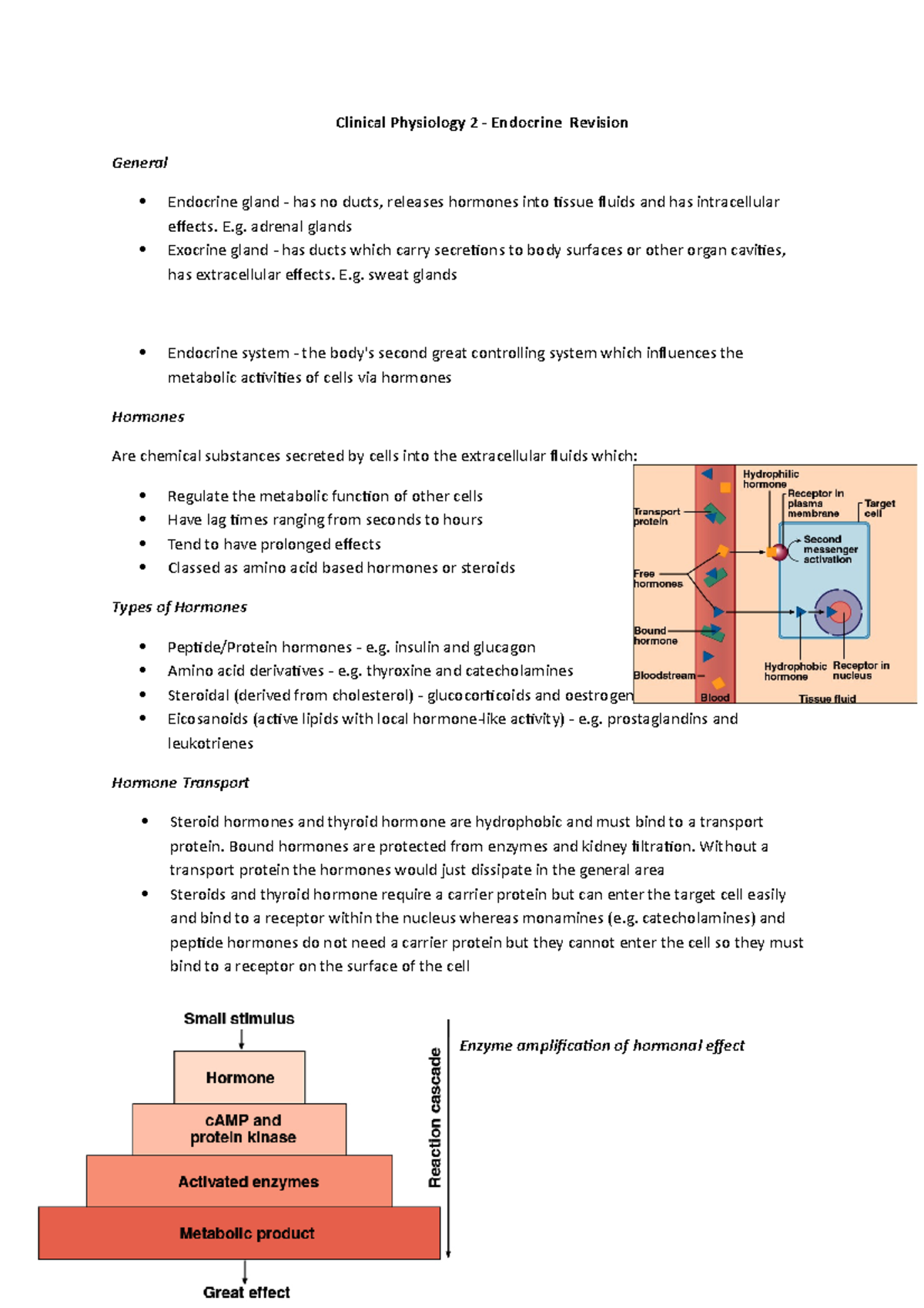 Lecture notes - revision document for clinical physiology 2, mid ...