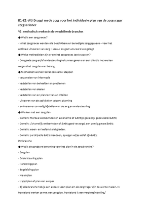 B1-K1-W3 Studeersnel - oefenexamen zorgplan opstellen - Examenopdracht B1-K1-W Draagt mede zorg ...