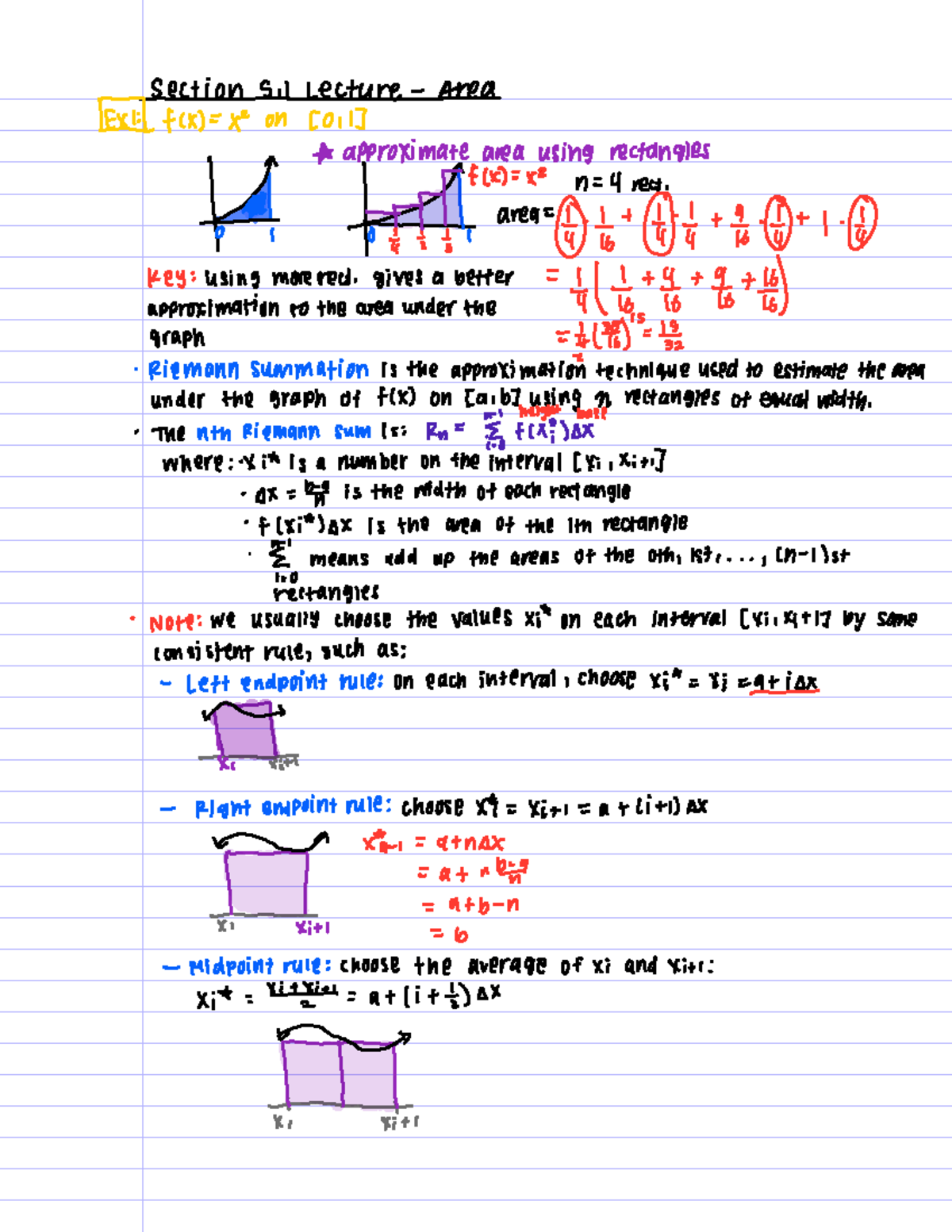 Math11B Chapter 5 Notes - Example : Let's compute So ' 2 DX exactly ...