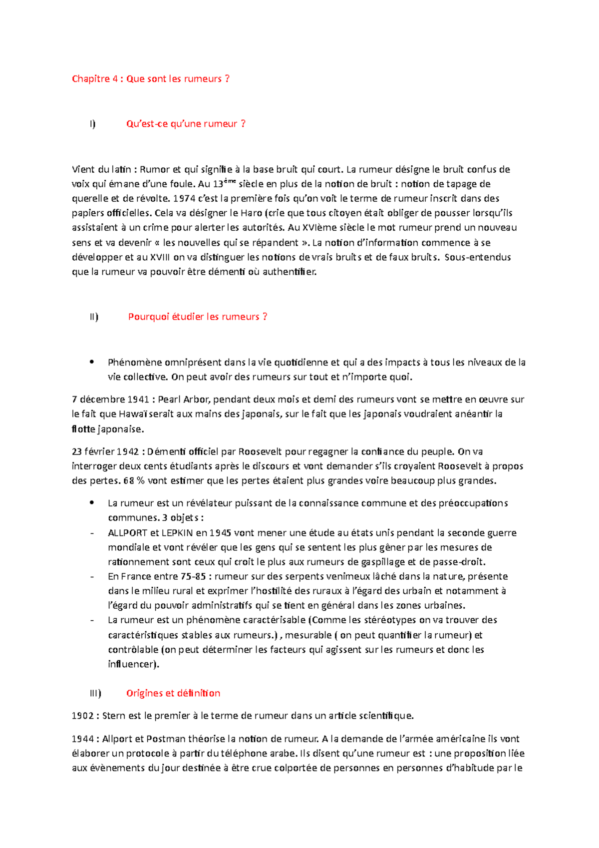 Cours 10 - Chapitre 4 : Que sont les rumeurs? I) Qu’est-ce qu’une ...