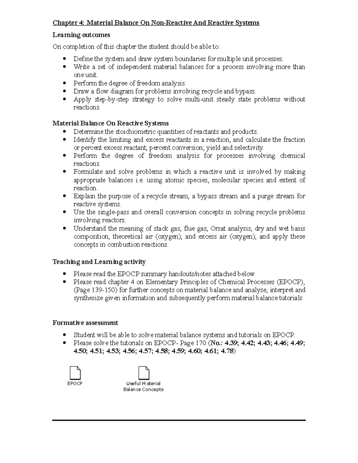 Chapter 4 - Chapter 4: Material Balance On Non-Reactive And Reactive ...