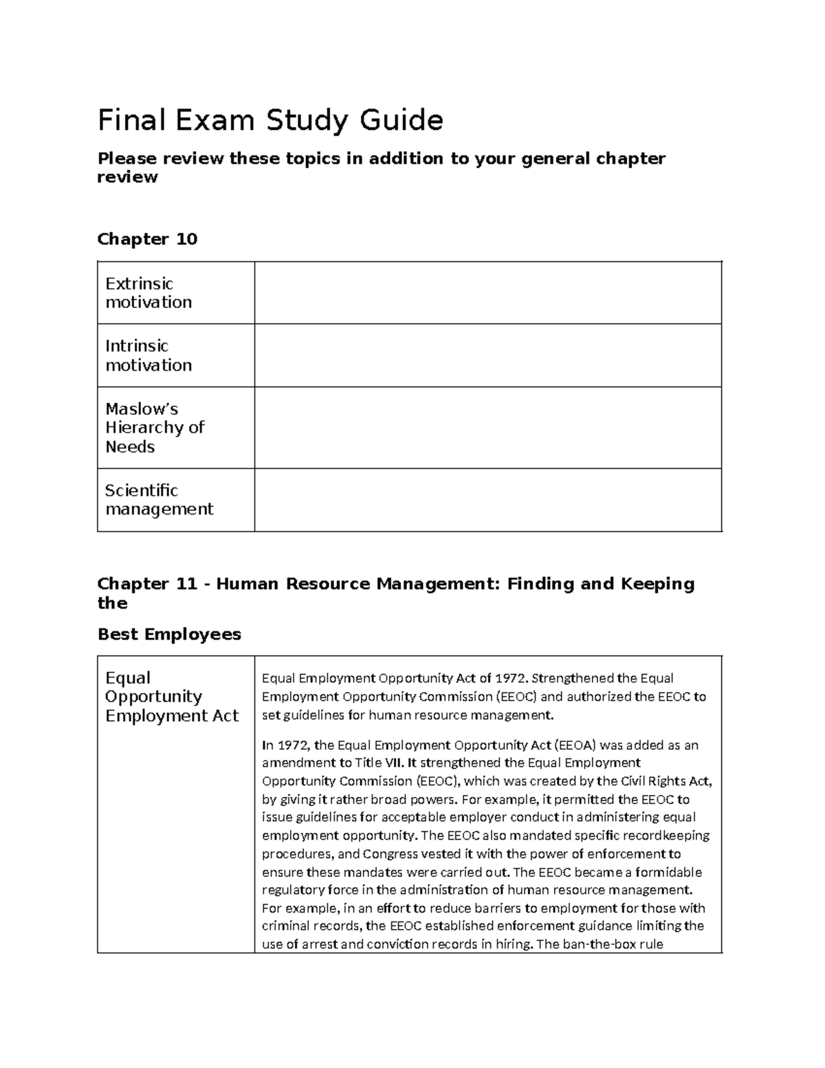 Final Exam Study Guide Completed - Final Exam Study Guide Please review these topics in addition ...
