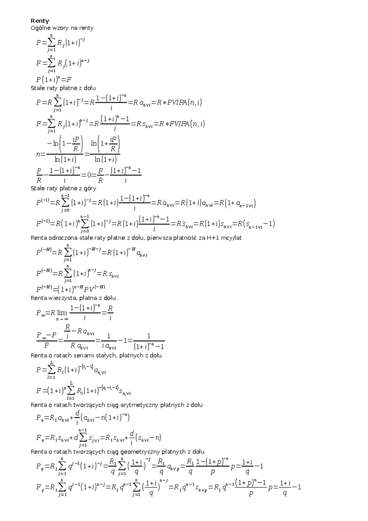 MF gutkowska - Matematyka finansowa - Renty Ogólne wzory na renty n −j ...