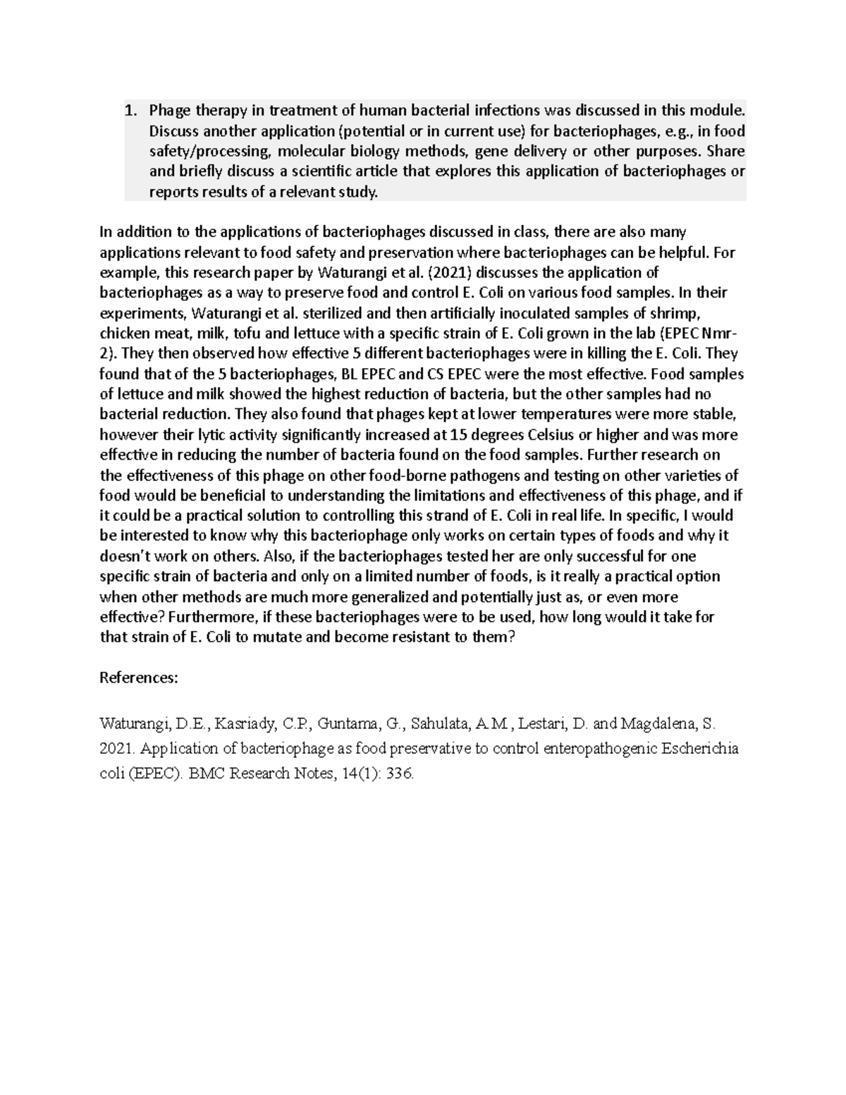 RDA oct 4th - research assignment for human phys I - Phage therapy in ...