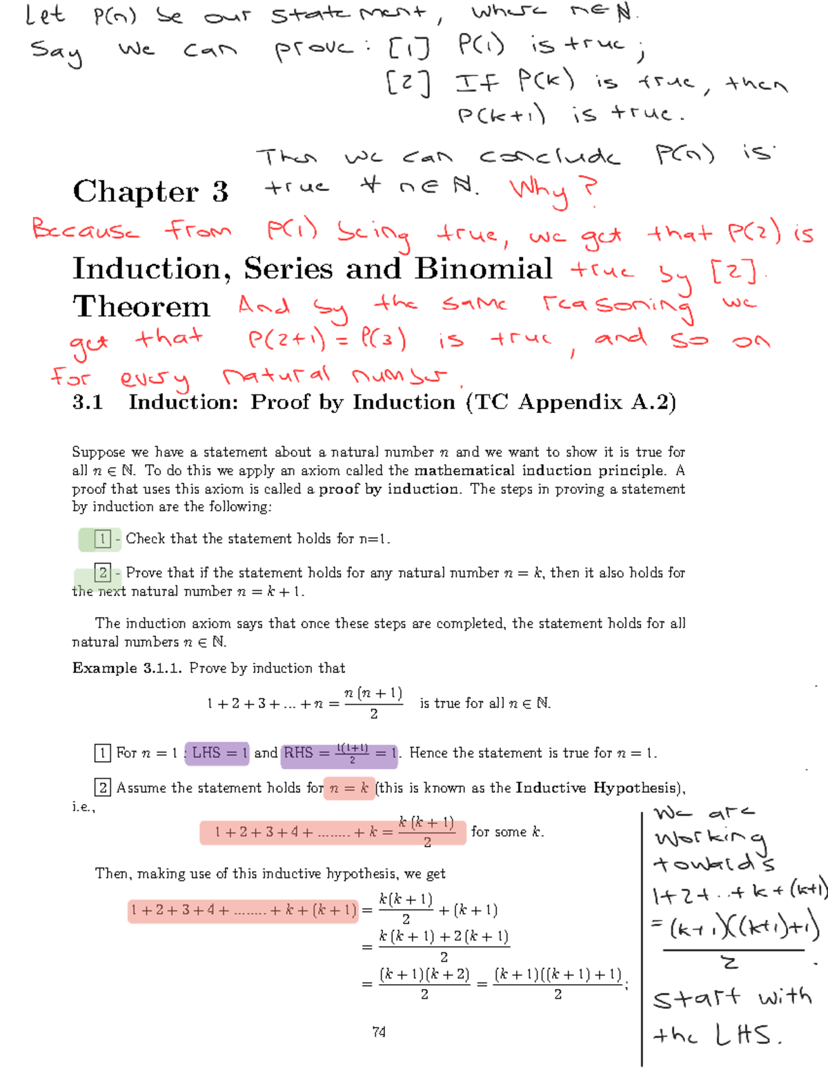 Block 2 Week 1 Lecture 1 Algebra Notes - Chapter 3 Induction, Series ...