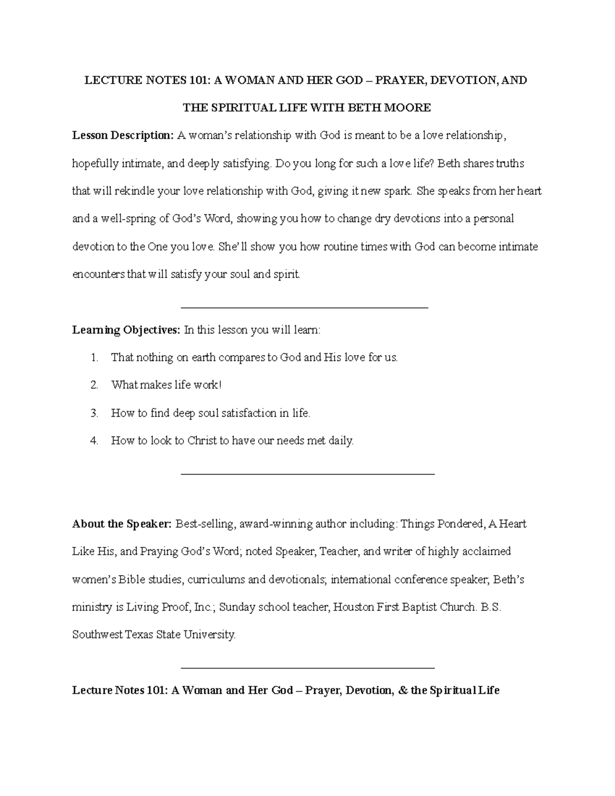 (c) CCOU 304 Lecture Notes - LECTURE NOTES 101: A WOMAN AND HER GOD ...