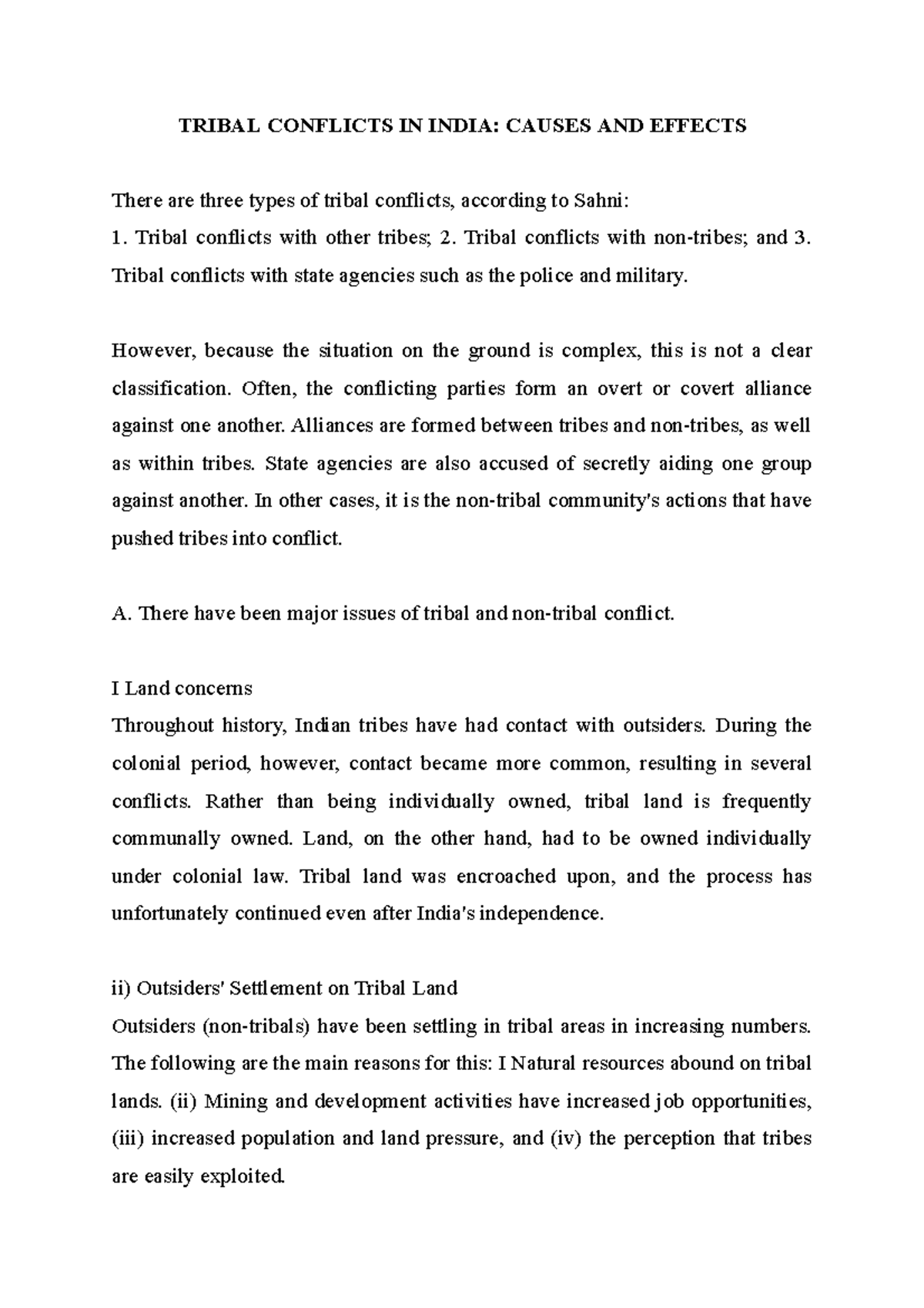 Tribal Conflicts IN India- Causes AND Effects - Diploma in Tribal ...