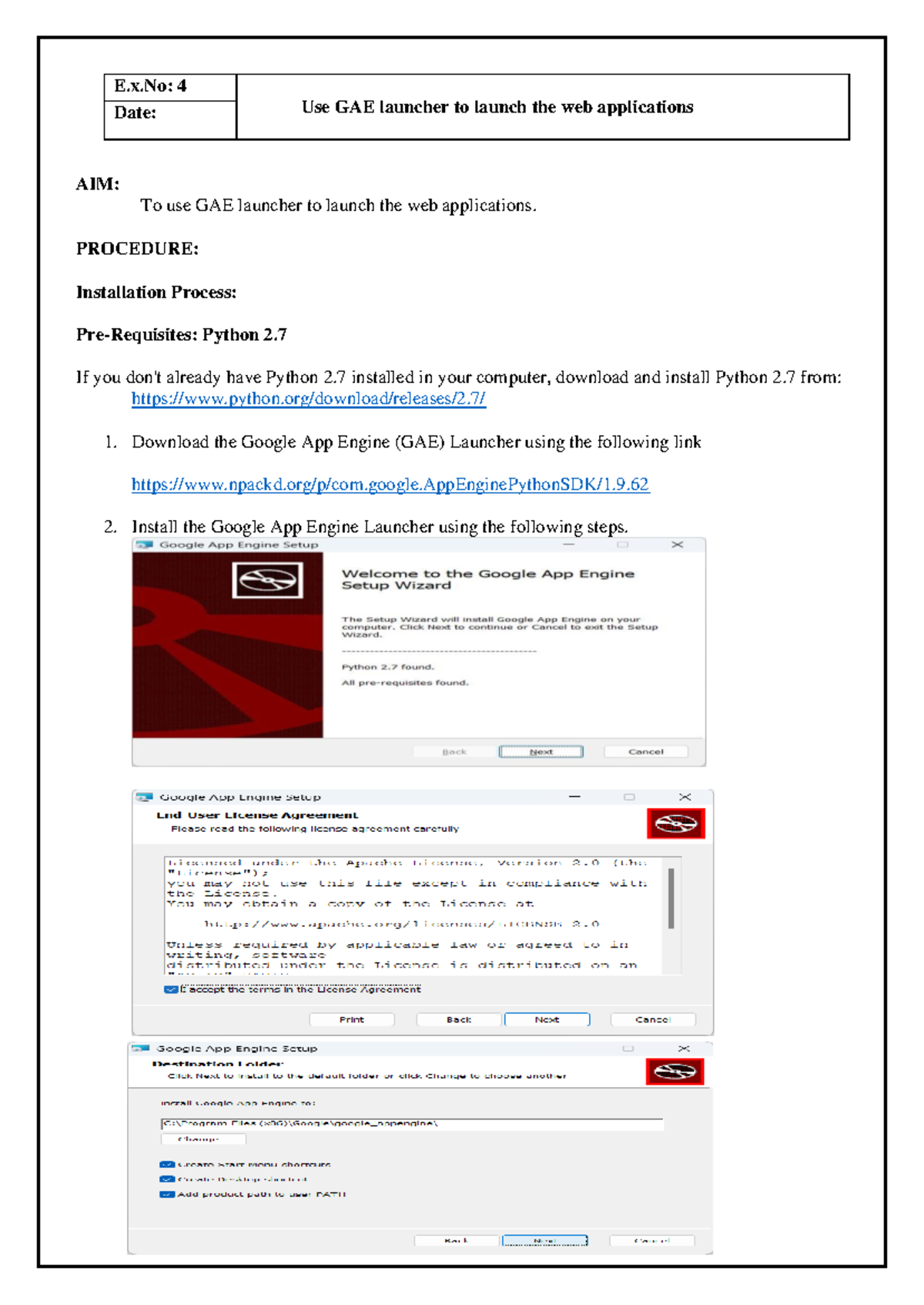 Use GAE launcher to launch the web applications - E.x: 4 Use GAE ...