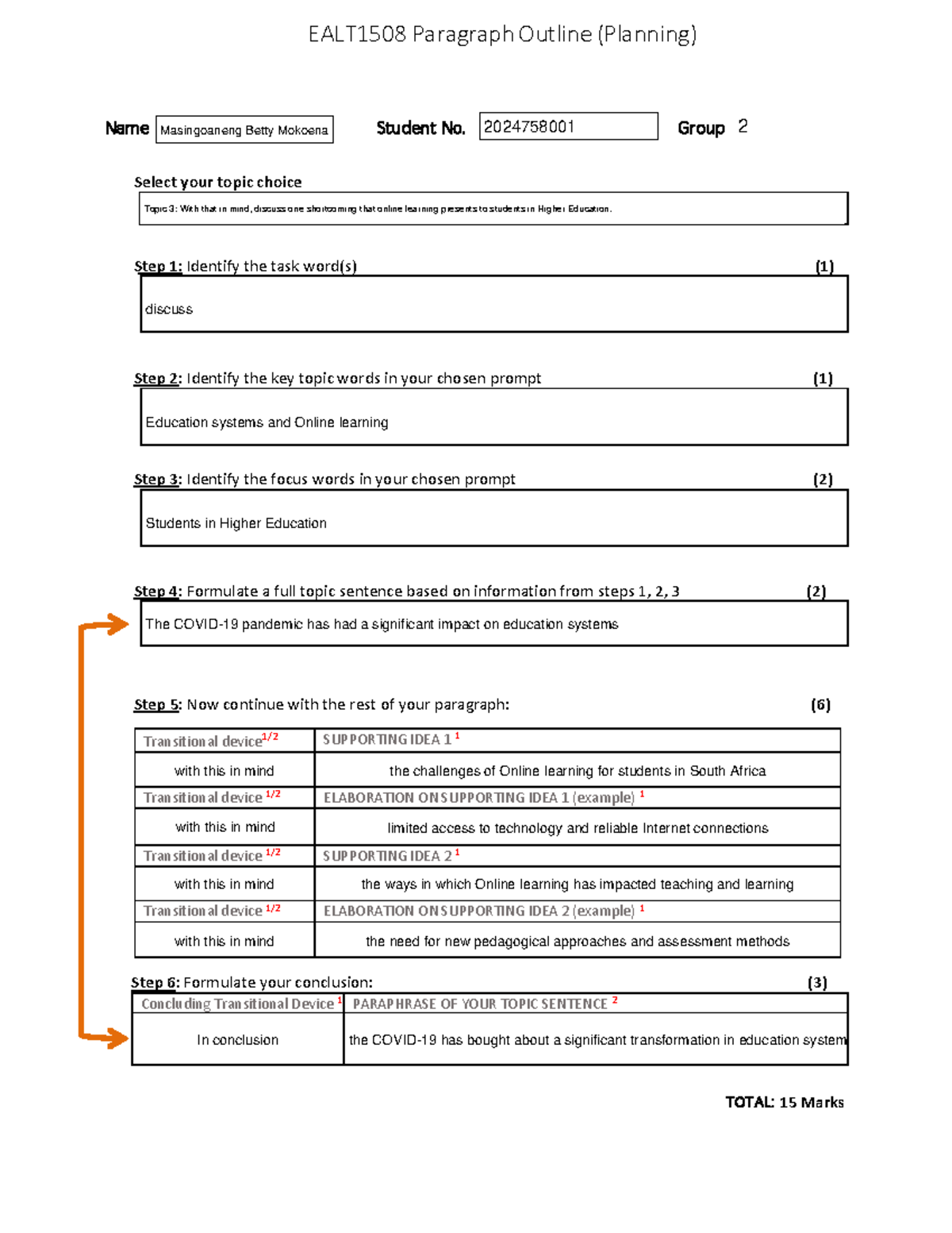 Paragraph Outline Planning - Editable - EALT1508 Paragraph Outline ...