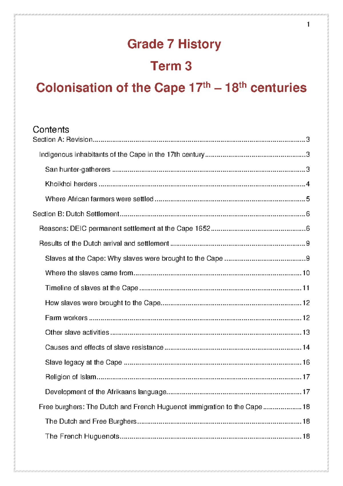 Grd 7 history t3 2017 approved - Grade 7 History Colonisation of the ...