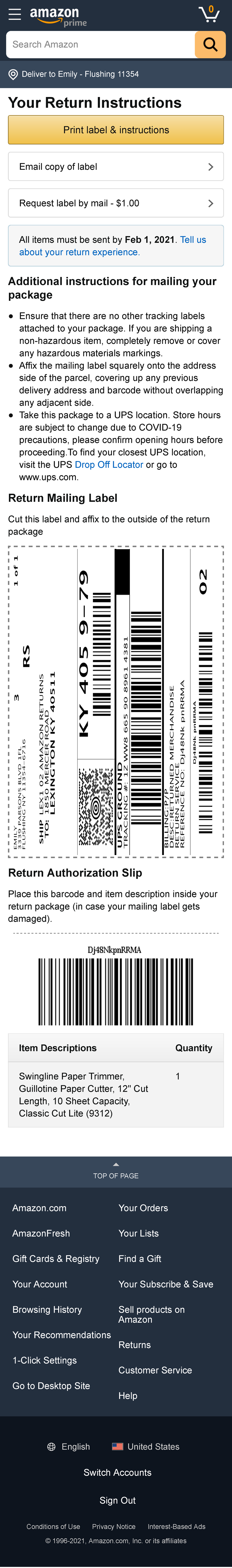 Online Return Centerh - Your Return Instructions Additional ...
