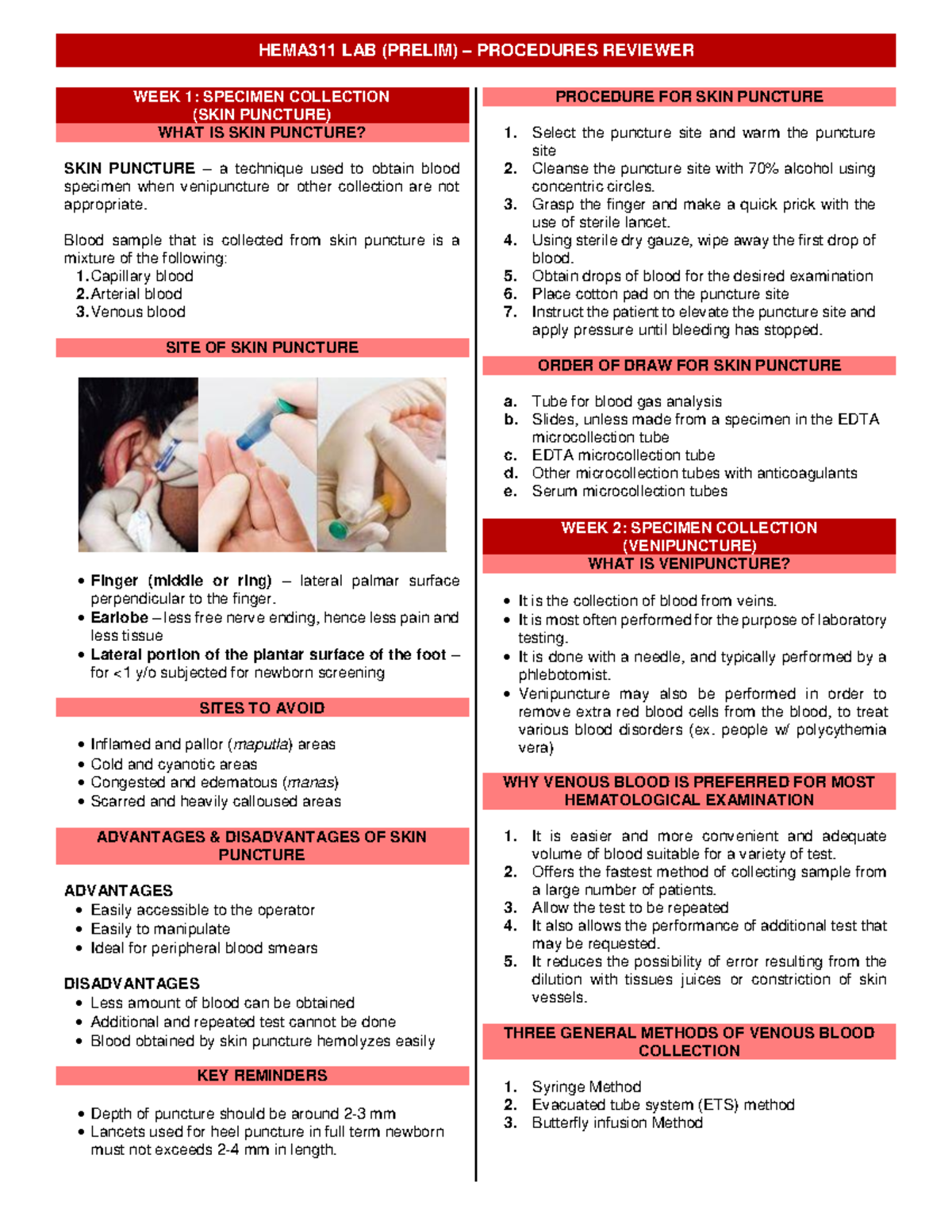 HEMA311 LAB Procedure Reviewer Prelim - HEMA311 LAB (PRELIM ...