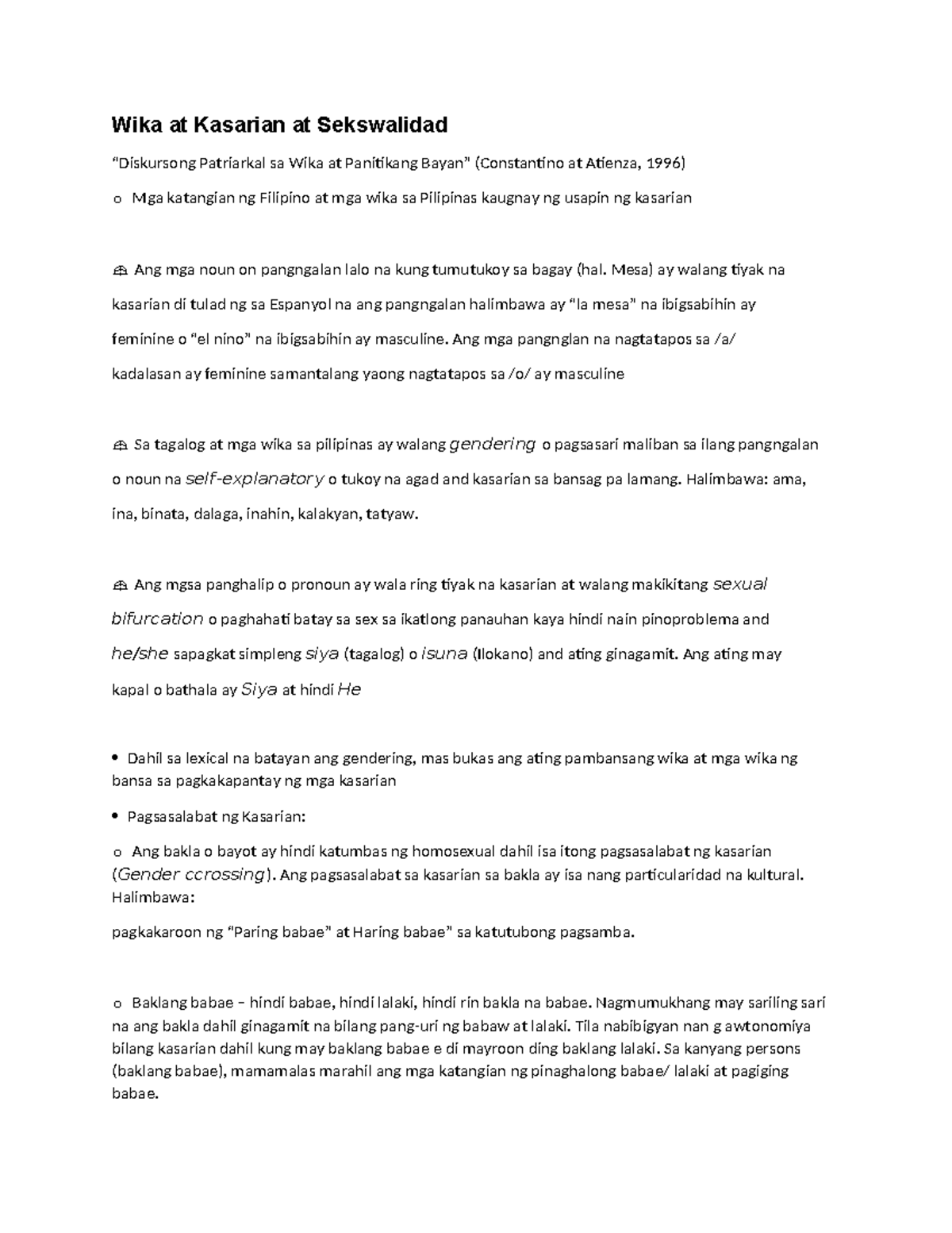 Wika at Kasarian at Sekswalidad - Wika at Kasarian at Sekswalidad ...