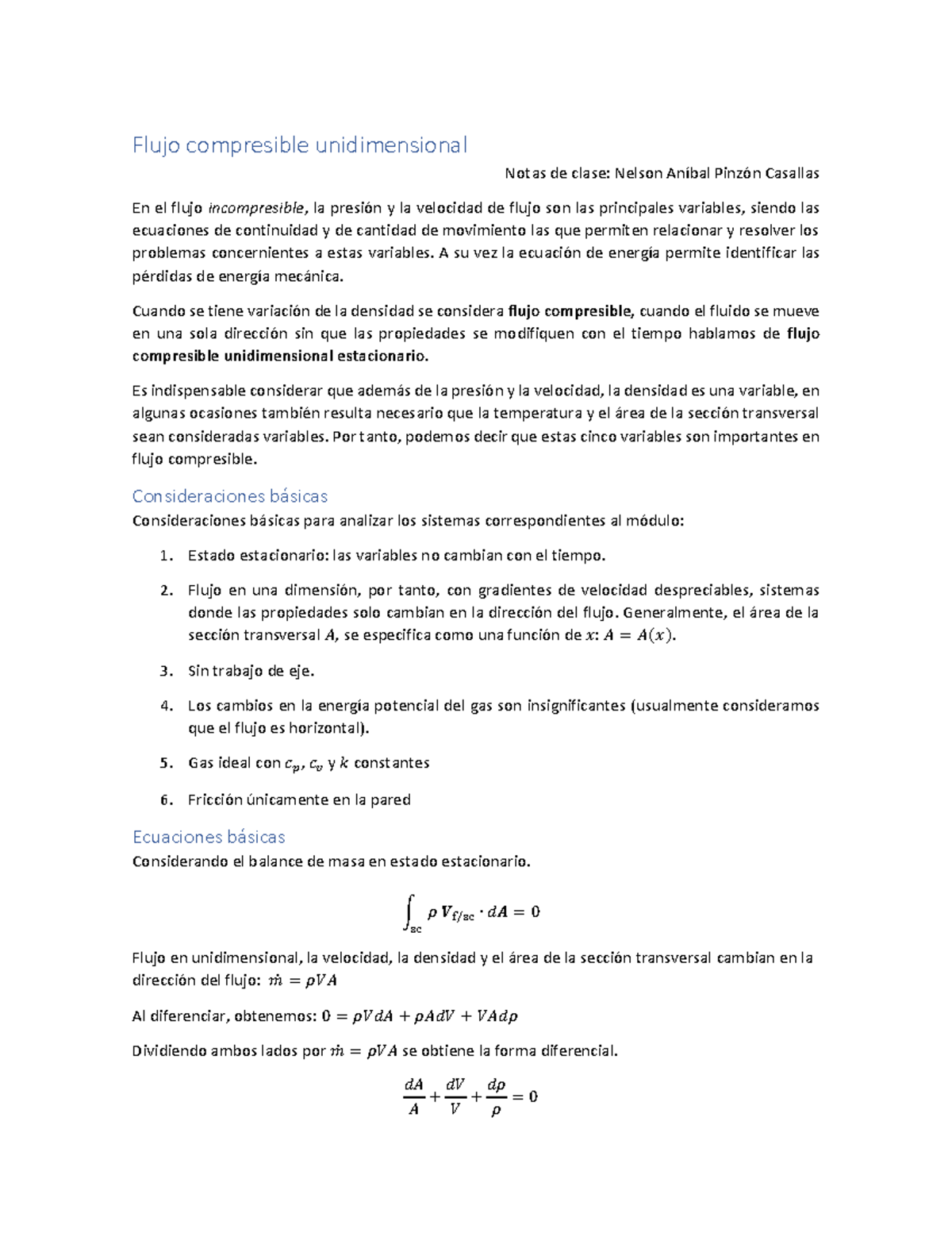 4 3. Flujo compresible unidimensional estacionario - Flujo compresible ...