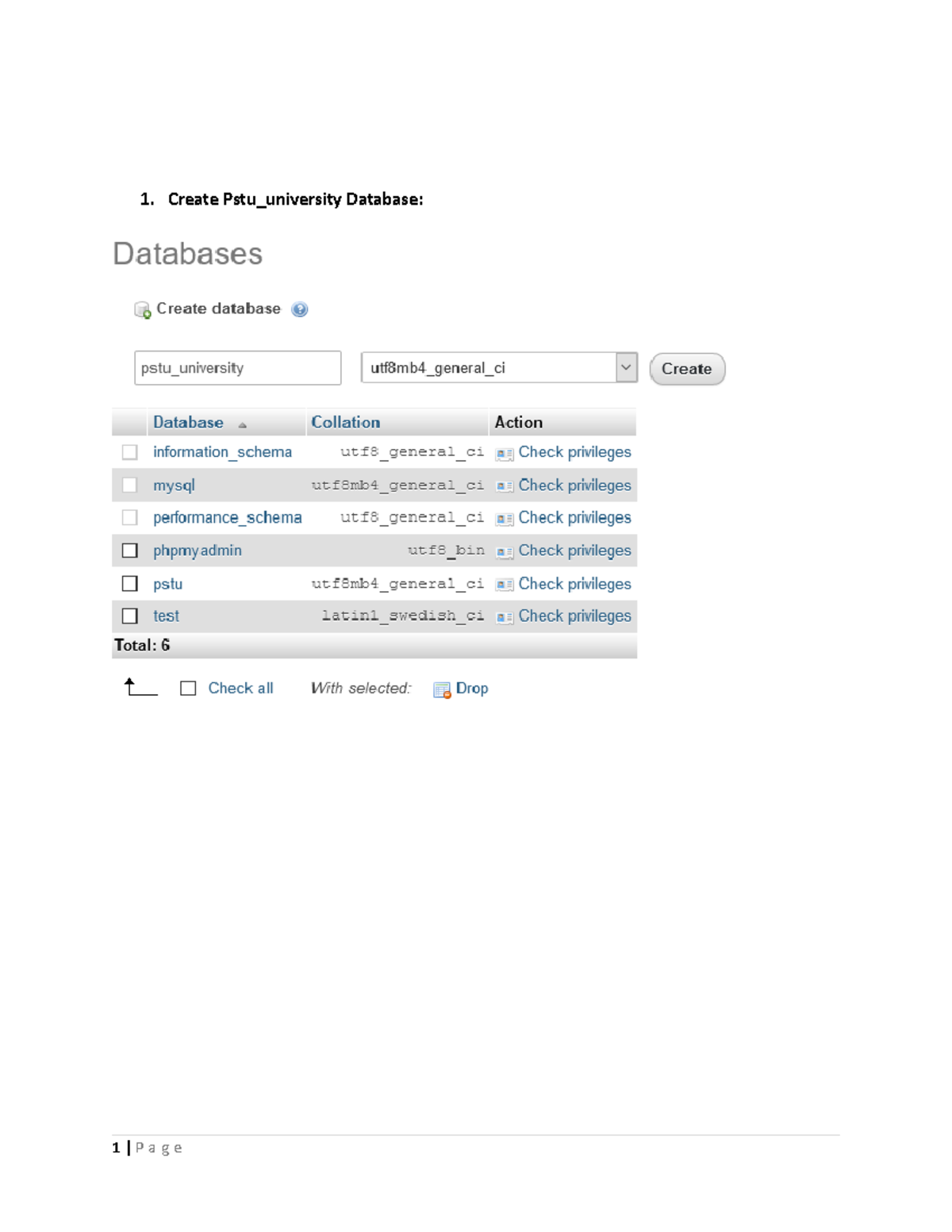 Lab work 01 - Database lab - 1. Create Pstu_university Database: 2 ...