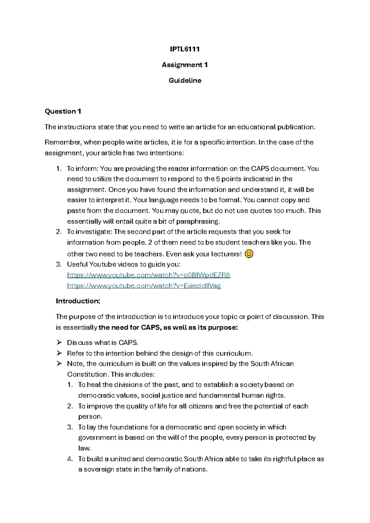 IPTL6111 Assignment 1 Guideline Semester 1 2024 - IPTL Assignment 1 ...