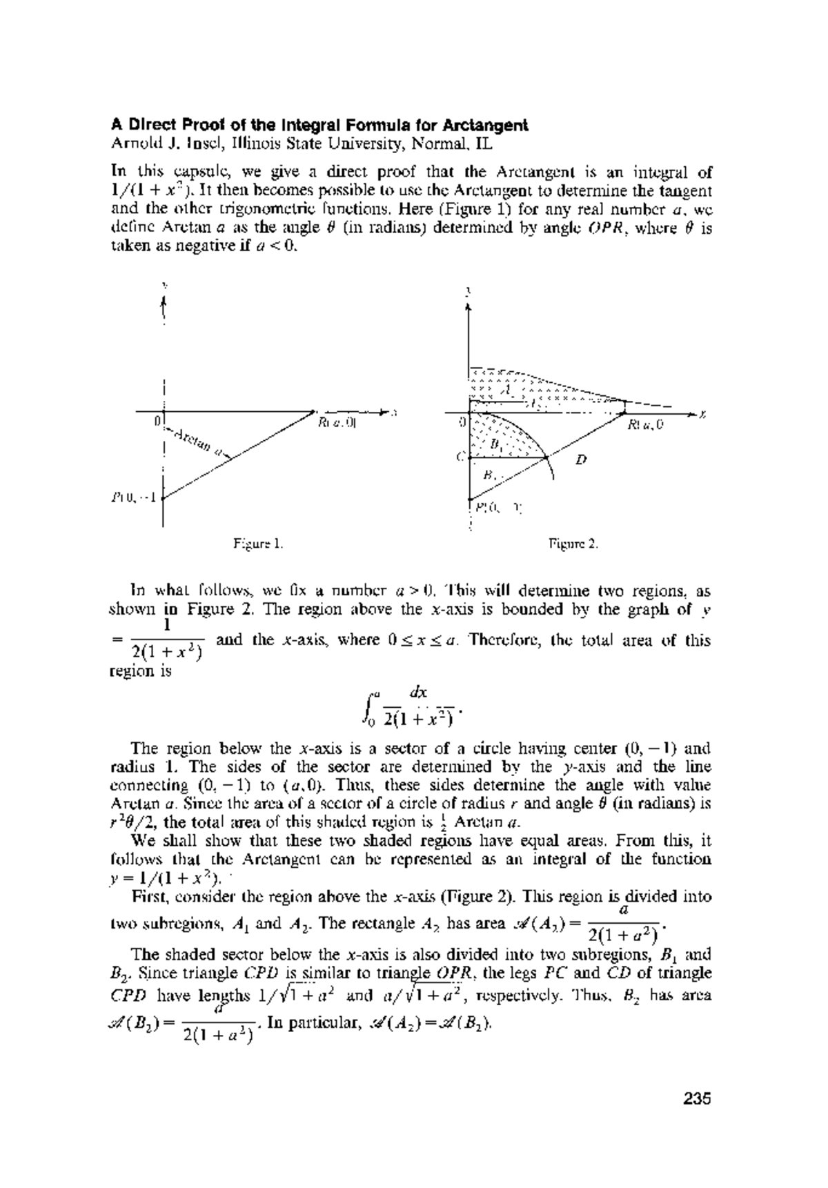 Insel-Arctangent - arc - A Direct Proof of the Integral Formula for ...