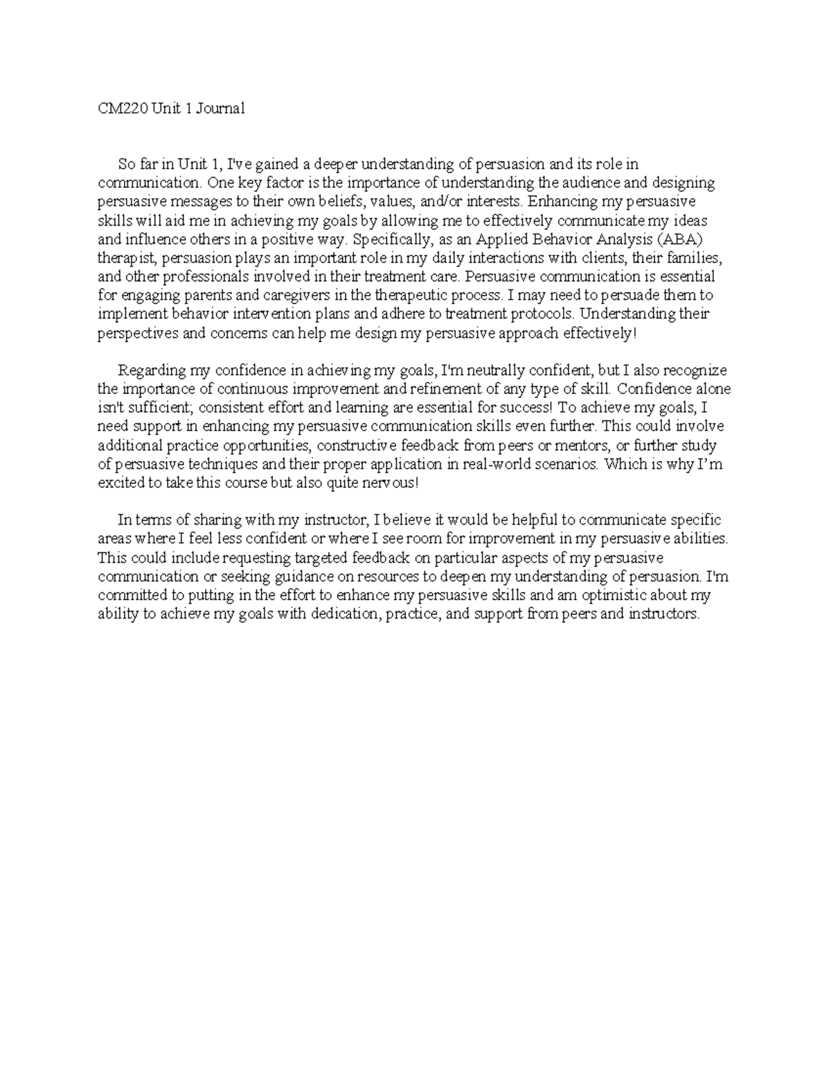 Cm220 Unit 1 Journal - CM220 Unit 1 Journal So far in Unit 1, I've ...