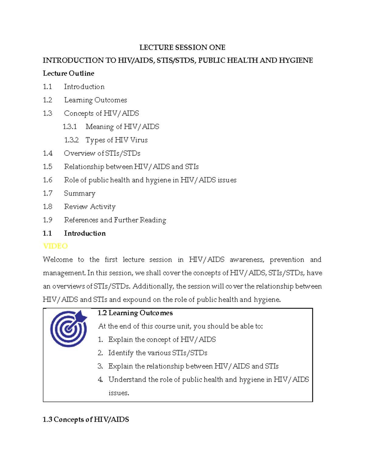 Lecture Session 1 - Introduction - LECTURE SESSION ONE INTRODUCTION TO ...