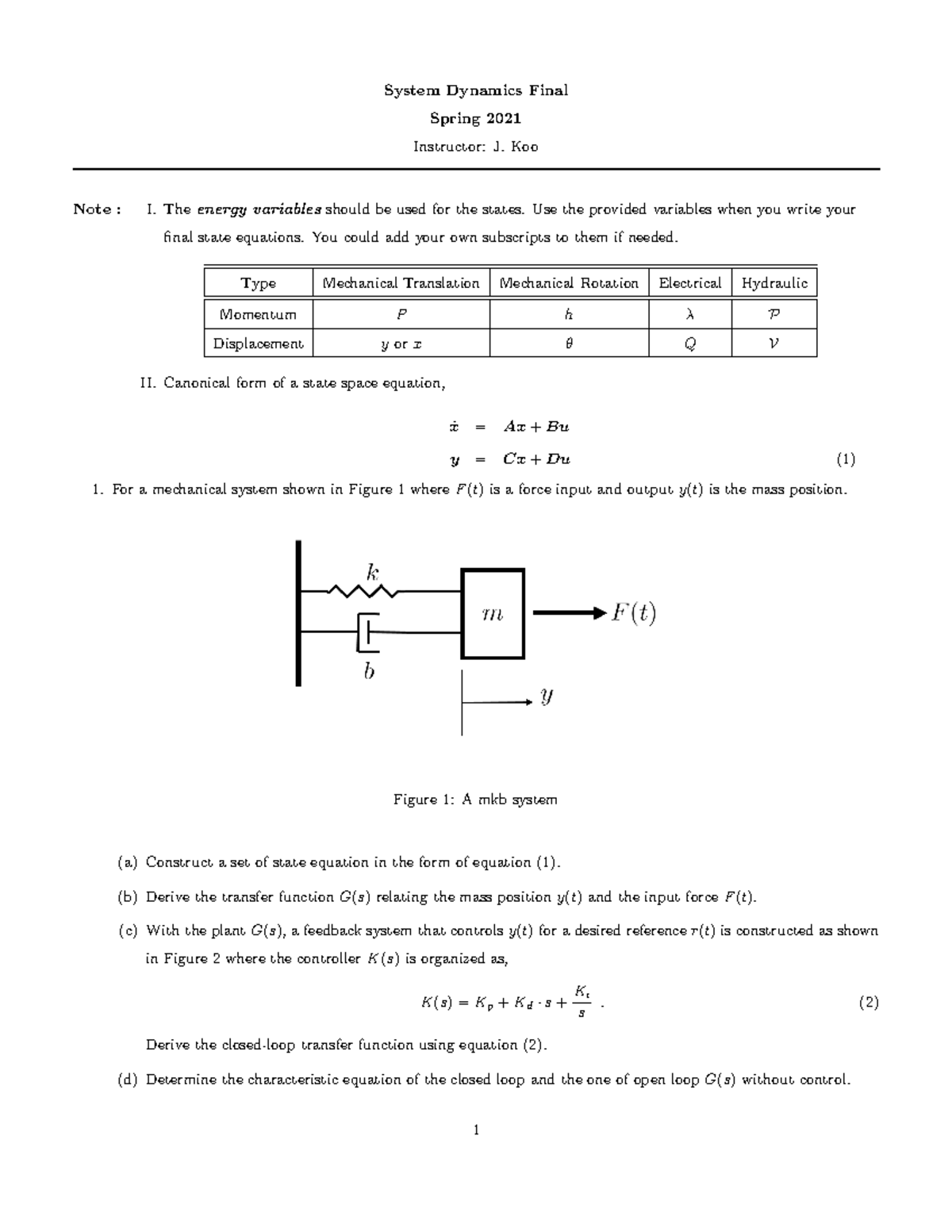System dynamics 2021 Spring Final Examination - System Dynamics Final ...