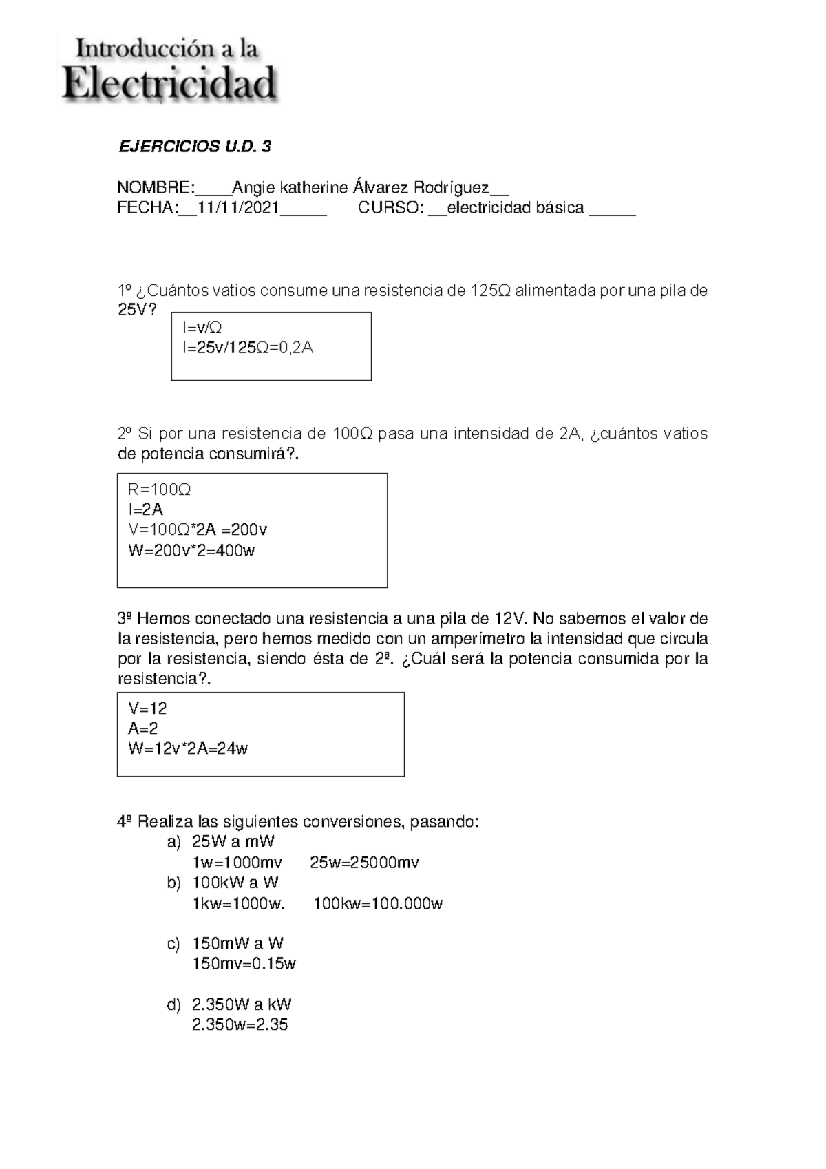 Comparto 'taller 3 electricidad vf' con usted - EJERCICIOS U. 3 NOMBRE ...