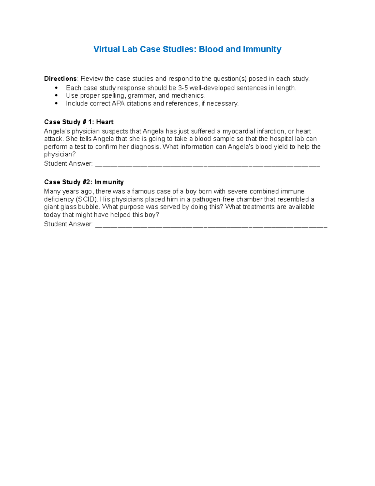 AHP106+Wk4+Virtual Lab - Virtual Lab Case Studies: Blood and Immunity ...