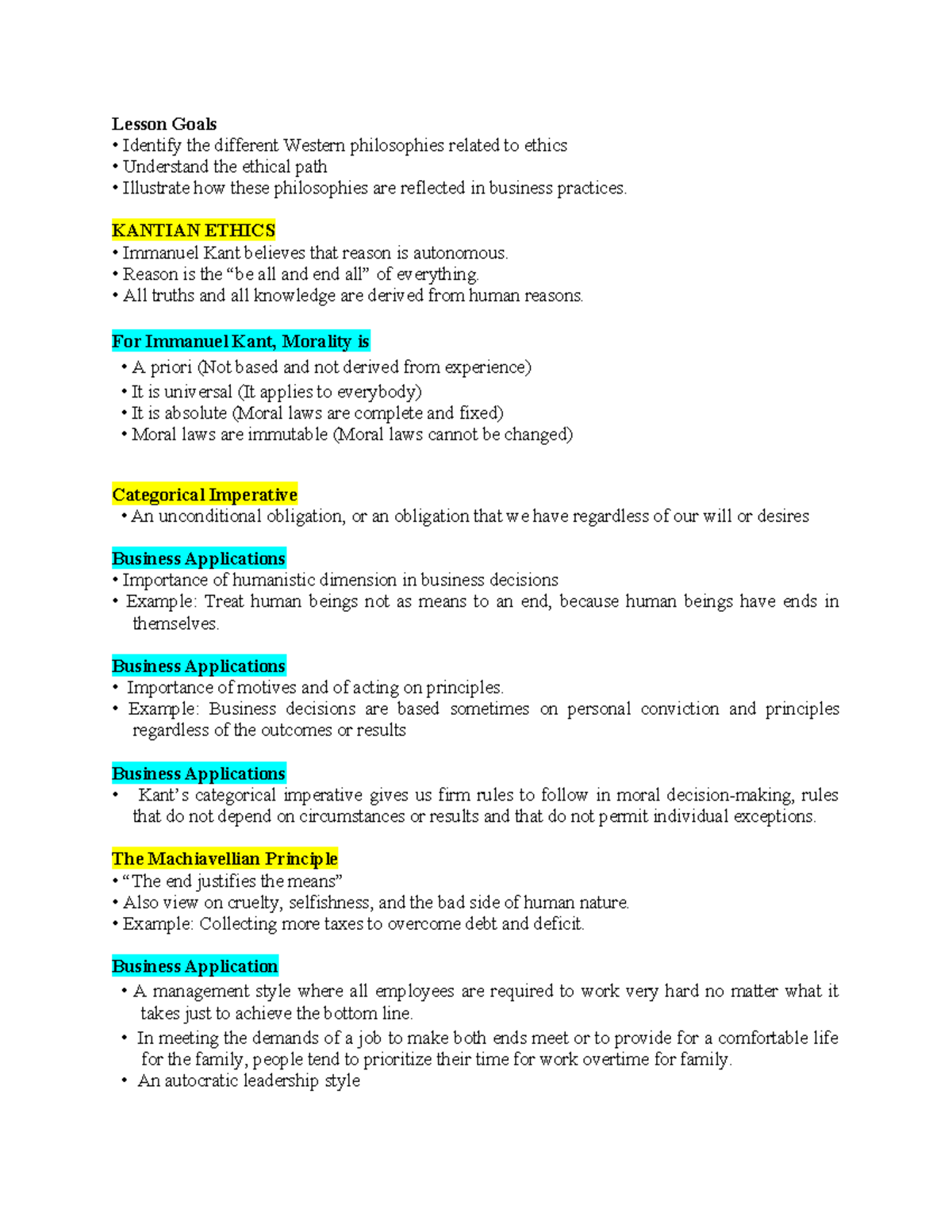 Business-Ethics-Lesson-4 - Lesson Goals Identify the different Western ...