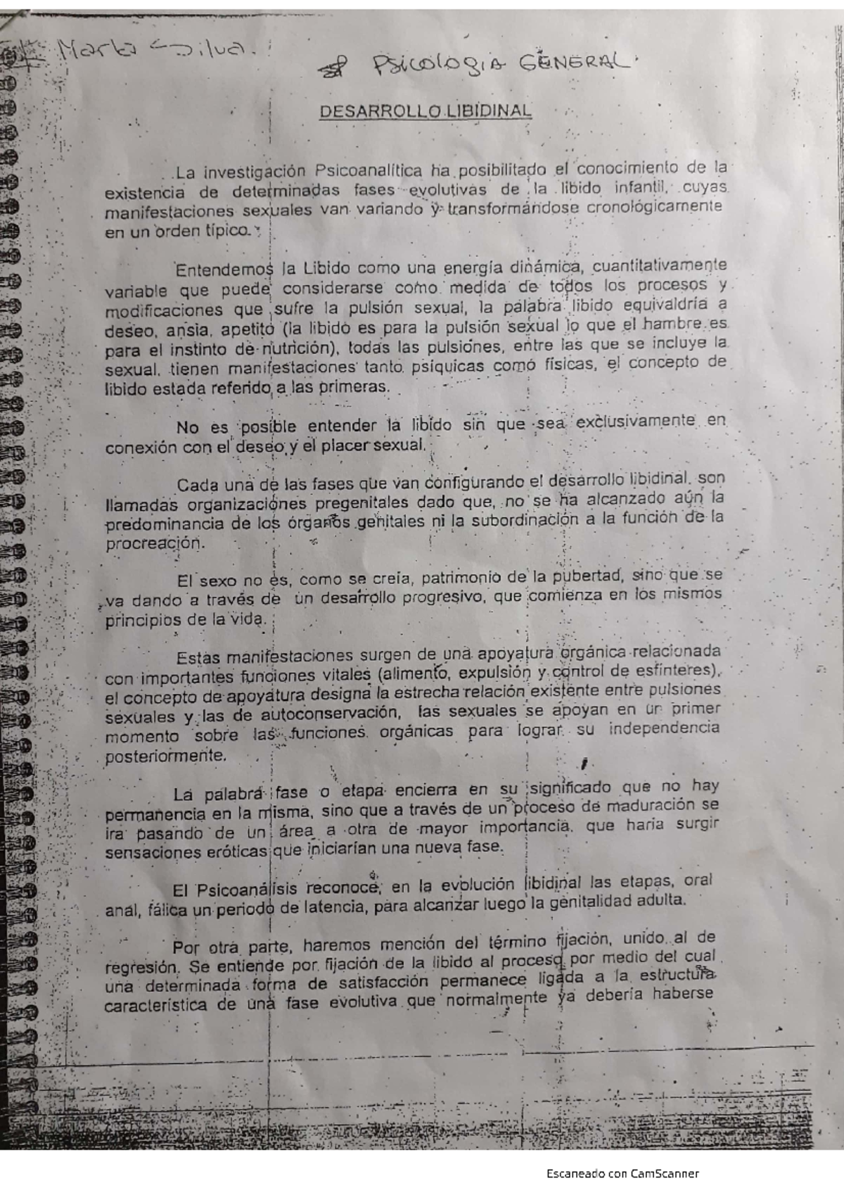 Desarrollo Libidinal - Psicologia General - Studocu