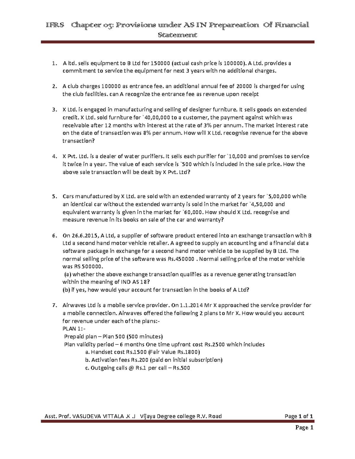 IFRS Chapter 3 - Ifrs - IFRS Chapter 03: Provisions under AS IN ...
