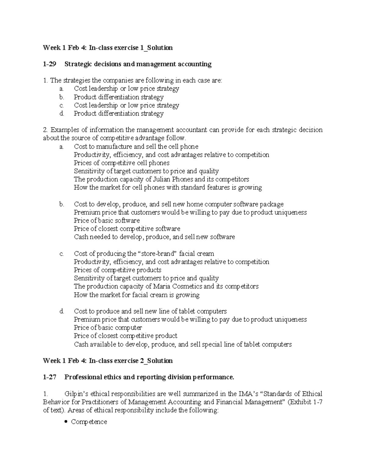 Week 1 Feb 4 solutions to in-class exercise questions - Week 1 Feb 4 ...