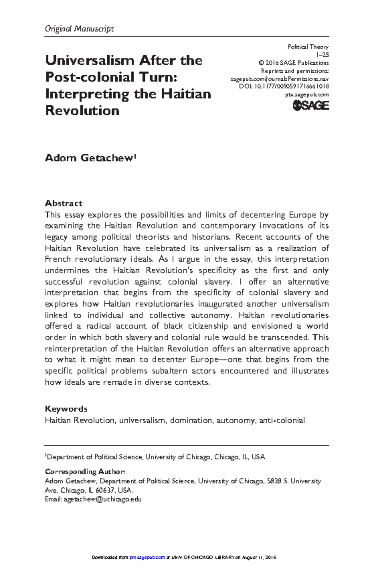 Getachew-Universalism After the Post-colonial Turn (excerpts ...