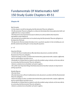 Fundamentals Of Mathematics MAT 150 Study Guide Chapters 55-57 -The ...
