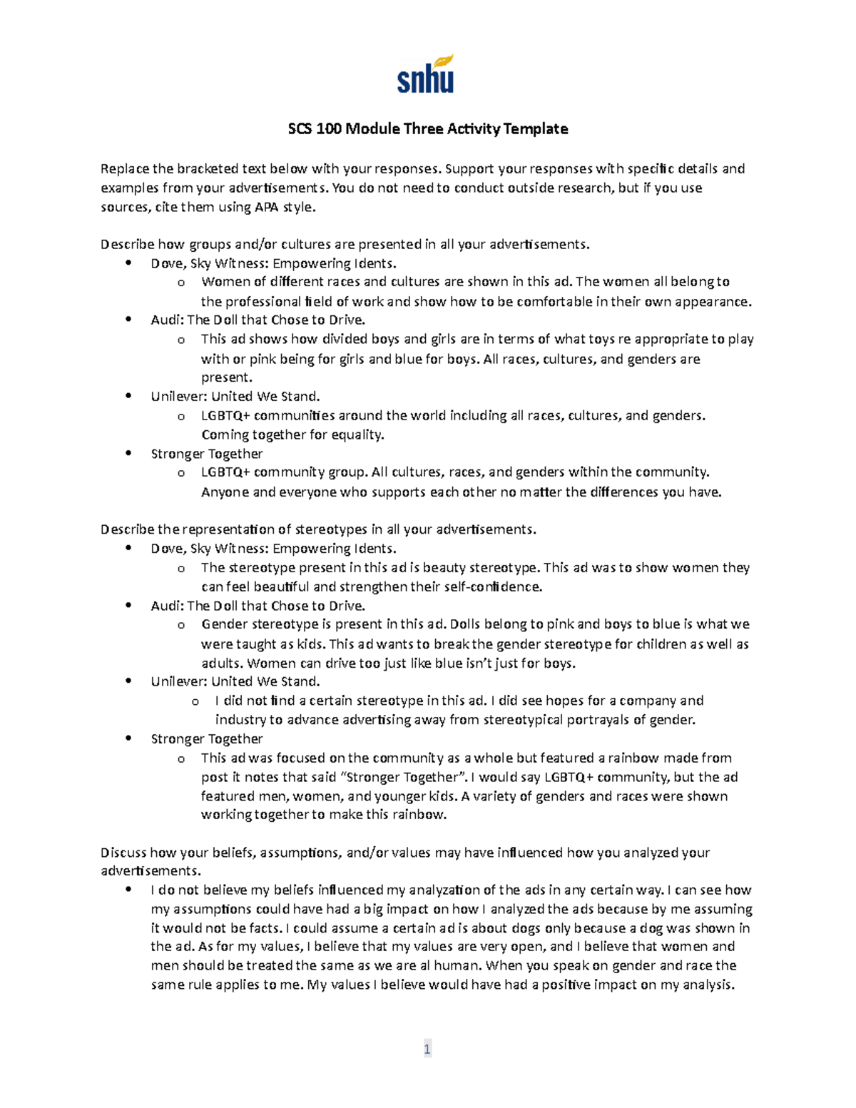 SCS 100 Module Three Activity Template - SCS 100 Module Three Activity ...