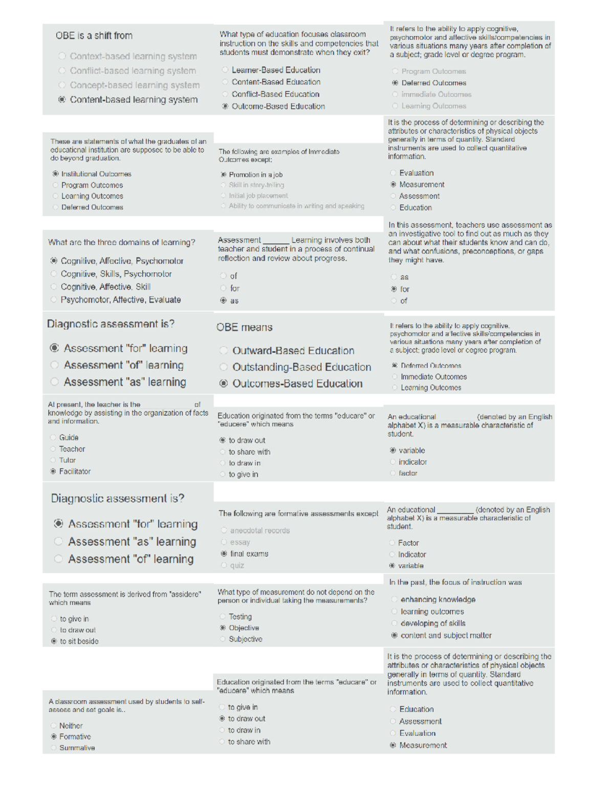 Assessment quizes - sample quiz - Professional Education - Uniting ...