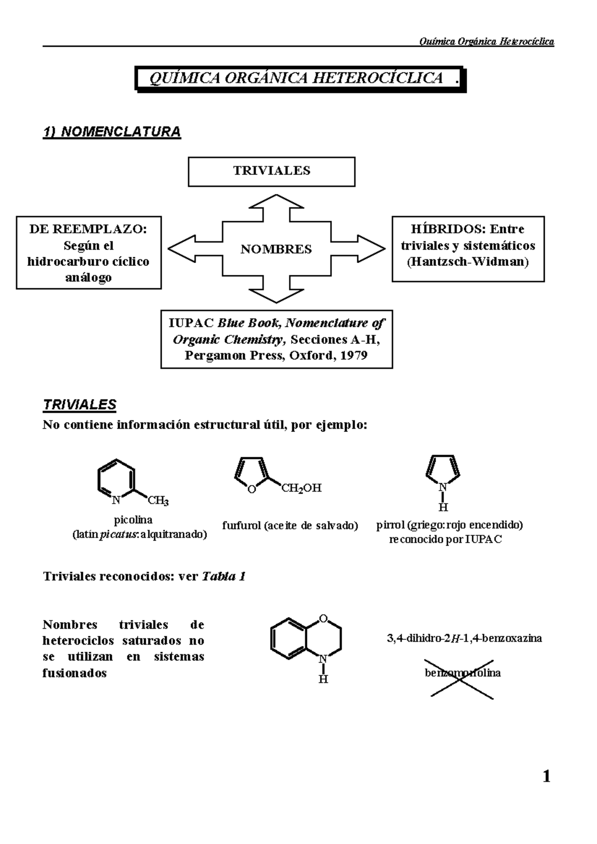 Nomenclatura heterociclos - QUÍMICA ORGÁNICA HETEROCÍCLICA. 1 ...