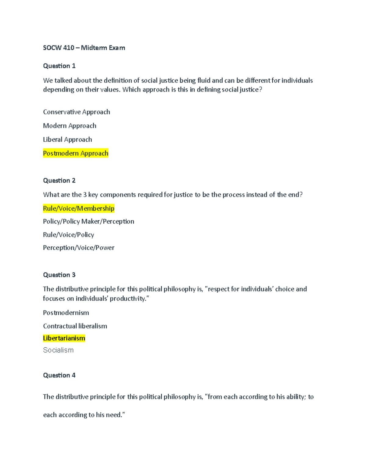 Social Welfare Policy Midterm - SOCW 410 – Midterm Exam Question 1 We ...