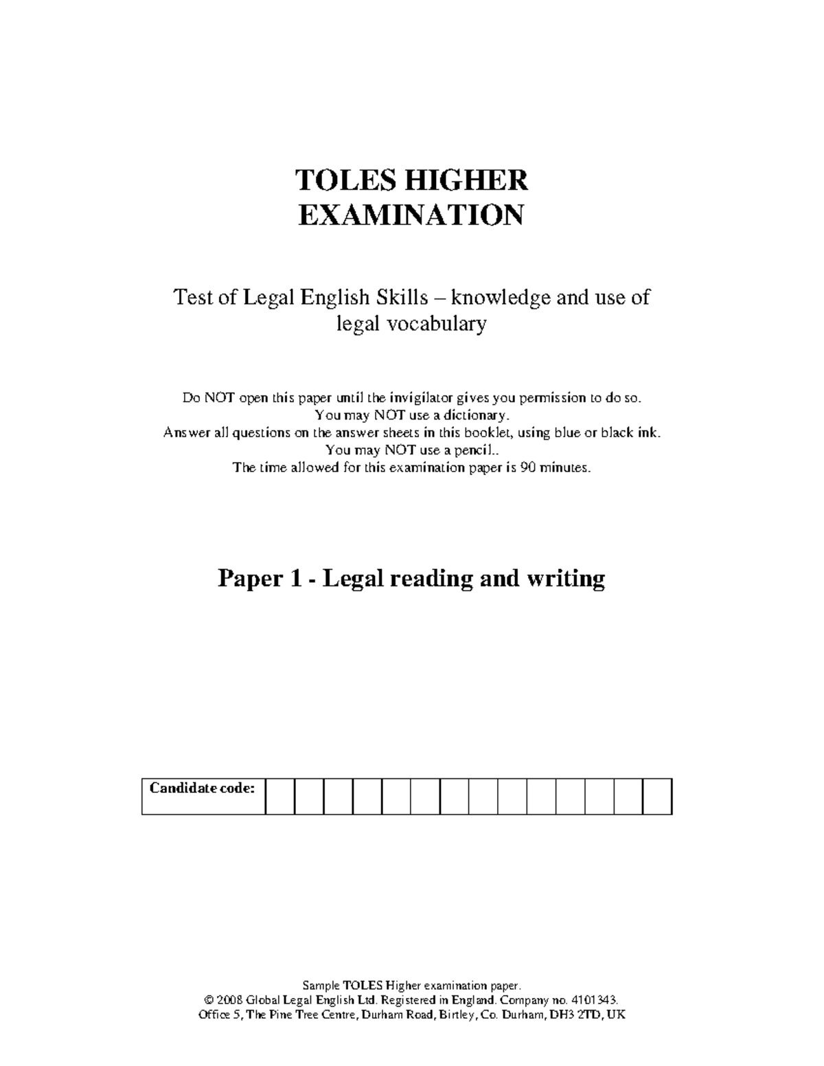Toles Higher sample - Notes de cours klkls dkl - Sample TOLES Higher ...