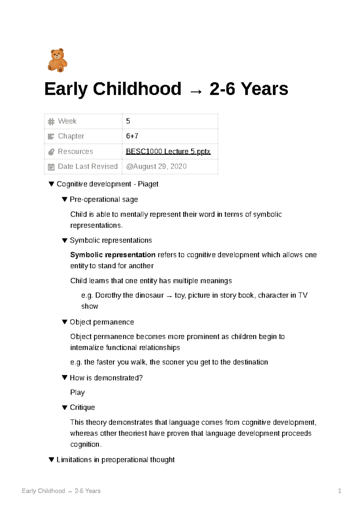 Early Childhood 2-6 Years - 🧸 Early Childhood → 2-6 Years Week 5 ...