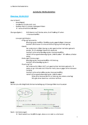 Jur. Methoden - Zusammenfassung - VL 1, Einführung Einführung in ...