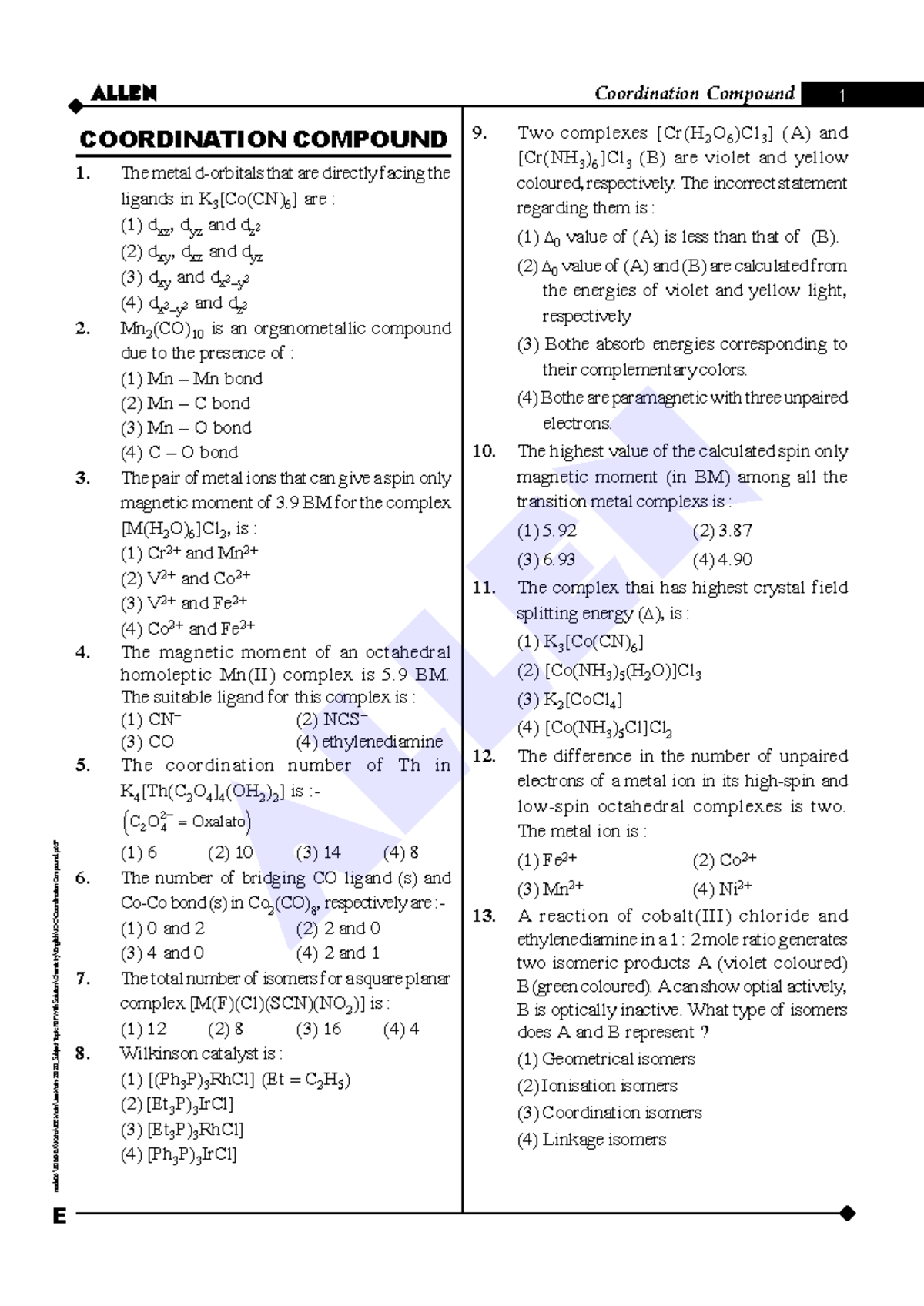 Coordination-Compound - ALLEN 1 node06\B0B0-BA\Kota\JEE Main\Jee Main-2020_Subject Topic PDF ...