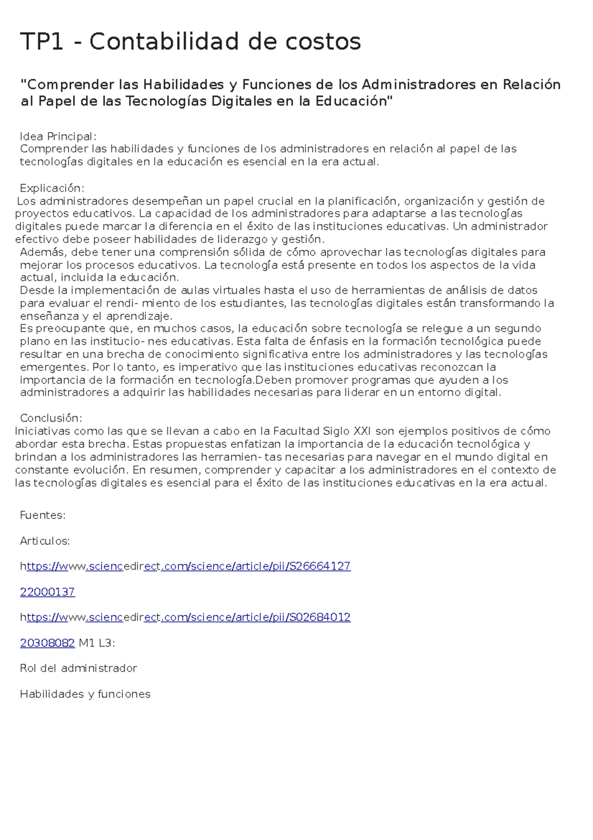 TP 1 - Jeremias Piña - Contabilidad de costos en la carrera diseño industrial - TP1 ...