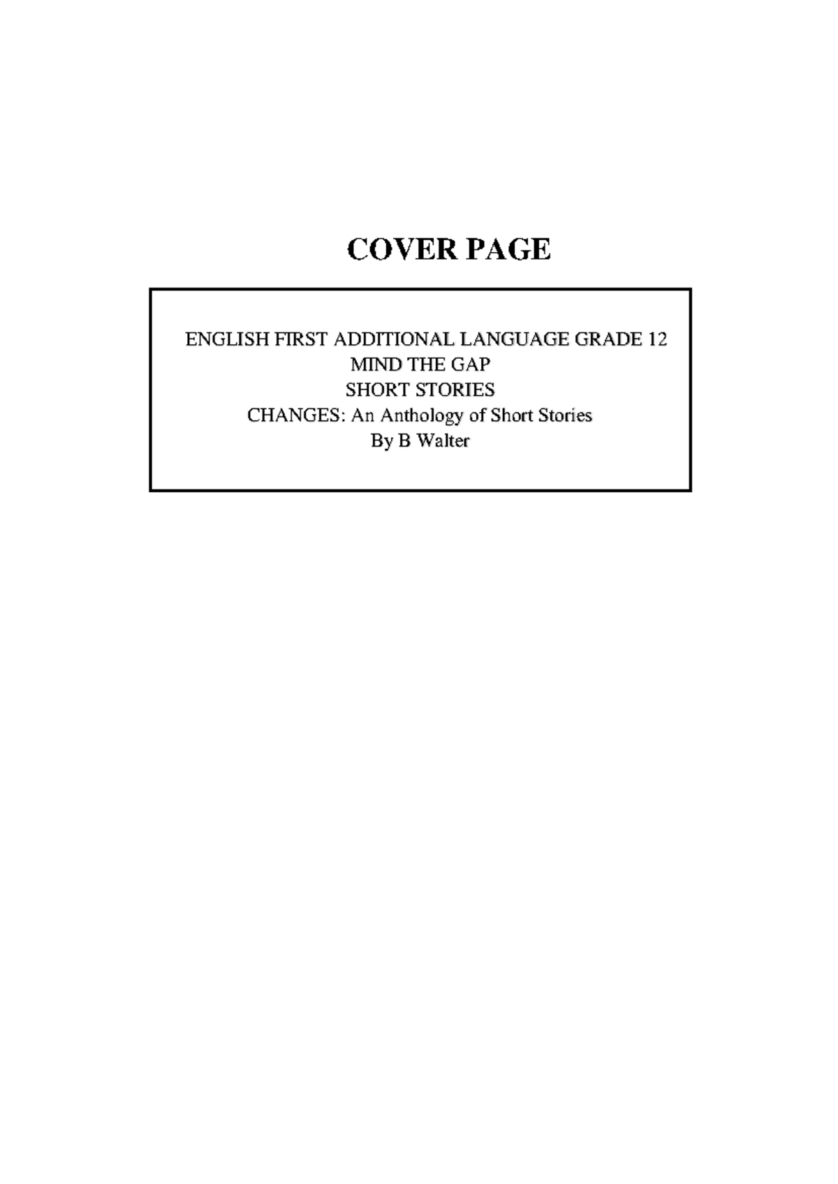 Radisson EFAL Short Stories 2022 - COVER PAGE EENGLISH FIRST ADDITIONAL ...