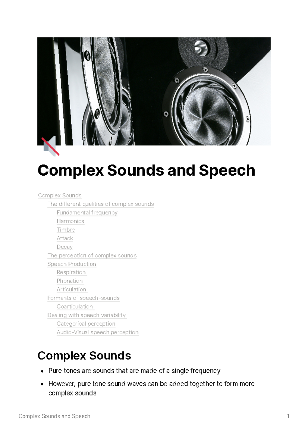 Complex Sounds and Speech - 🔇 Complex Sounds and Speech Complex Sounds ...
