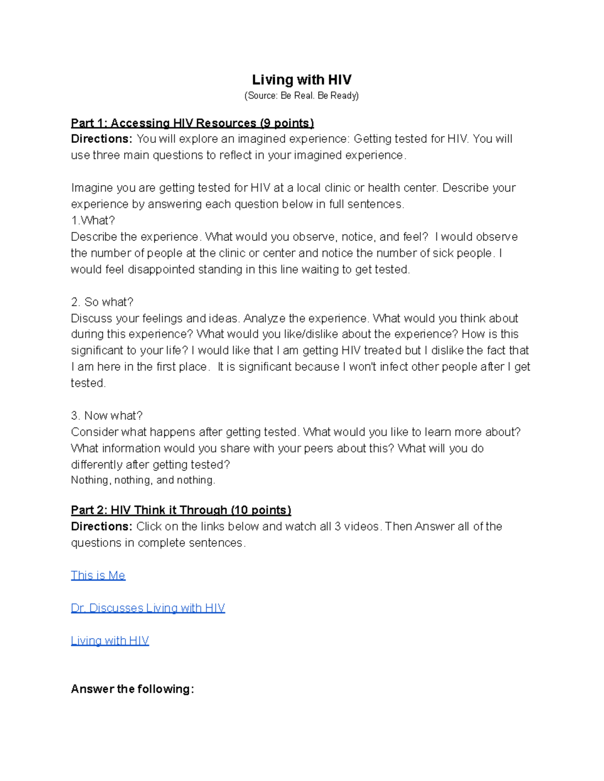 Copy of Living with HIV - Chem. - Living with HIV (Source: Be Real. Be ...